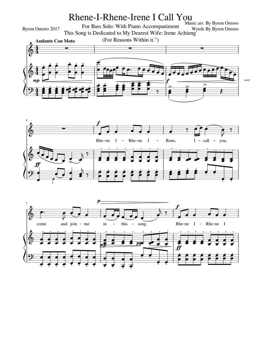 Rhene-I-Rhene-Irene I Call You Sheet music for Piano, Vocals (Piano ...