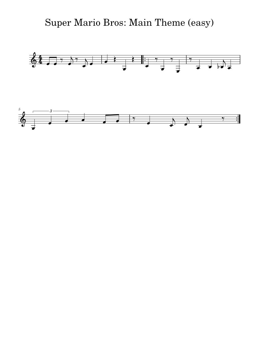 Super Mario Bros. : Main Theme (Easy) Sheet Music for Piano (Solo ...