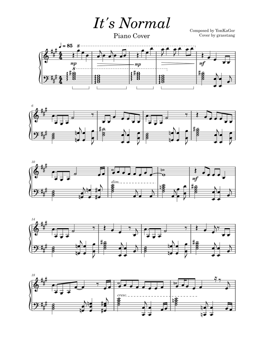 It's Normal – Yonkagor | Piano Cover Sheet music for Piano (Solo ...