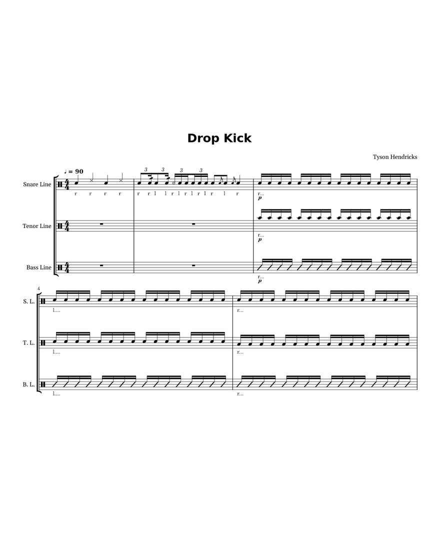 Drop_Kick Sheet music for Snare drum, Tenor drum, Bass drum (Drum Corps ...
