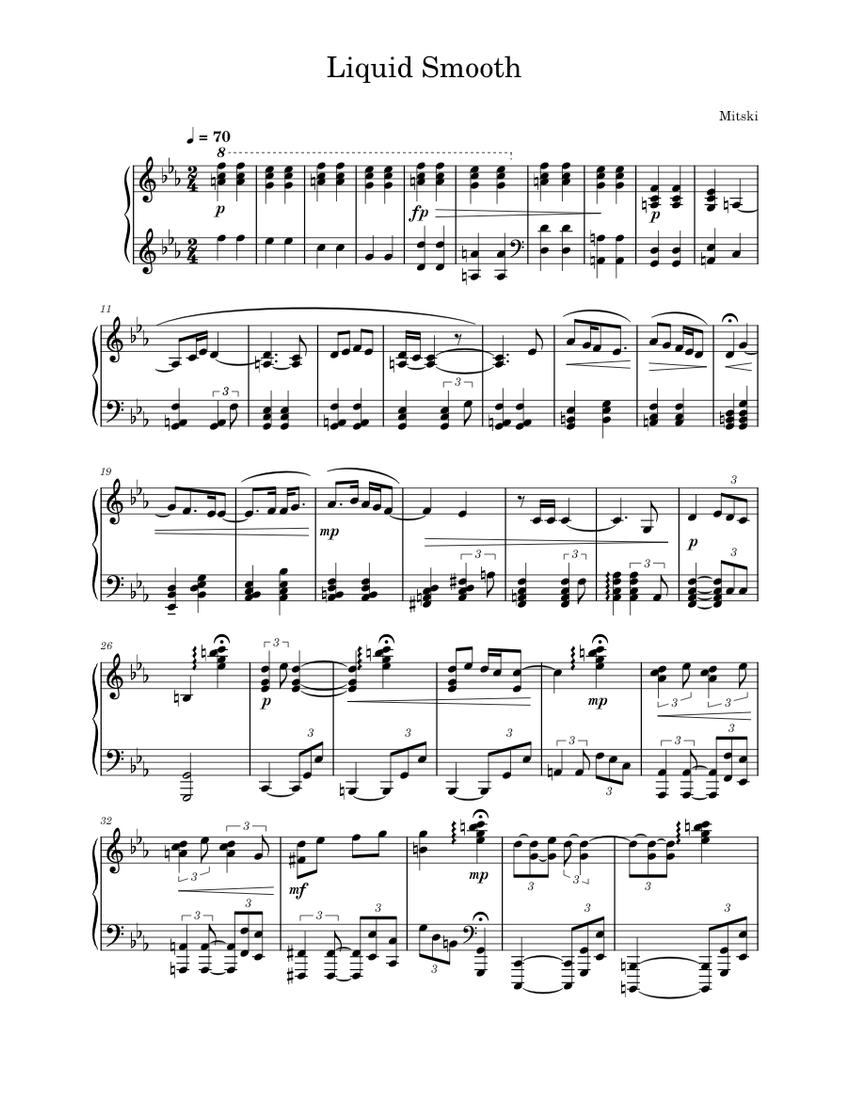 Liquid smooth – Mitski Sheet Music for Piano (Solo) | MuseScore.com
