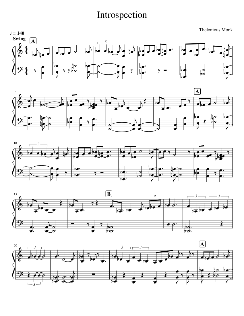 Introspection Sheet Music for Piano (Solo) | MuseScore.com