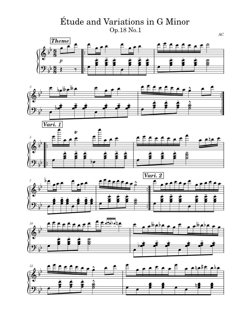 Étude and Variations in G Minor Op.18 No.1 - piano tutorial