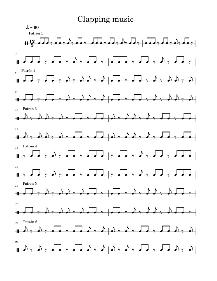 Clapping music - Steve Reich Sheet music for Hand clap (Solo ...