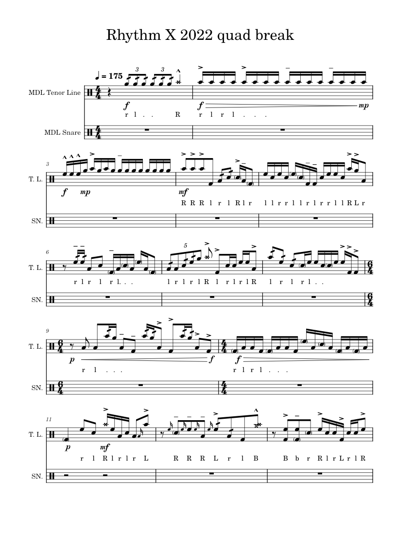 Rhythm_X_2022_quad_break Sheet music for Snare drum, Tenor drum (Solo ...