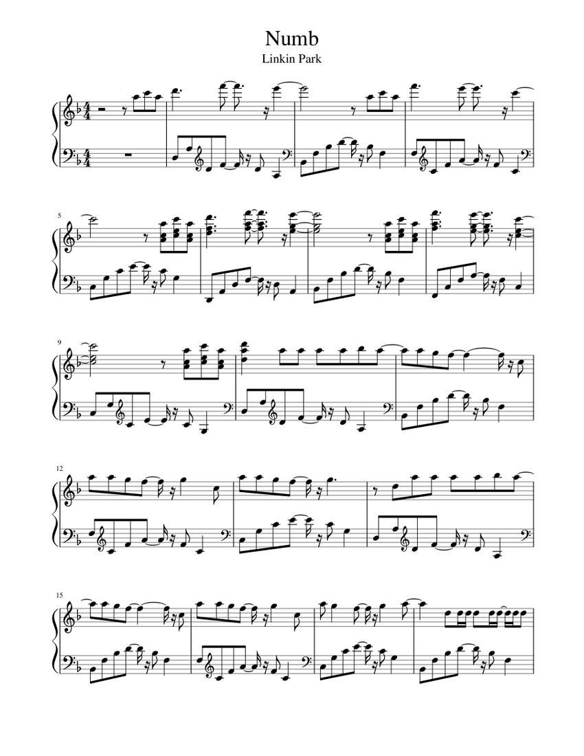 Linkin Park - Numb Sheet Music for Piano (Solo) | MuseScore.com