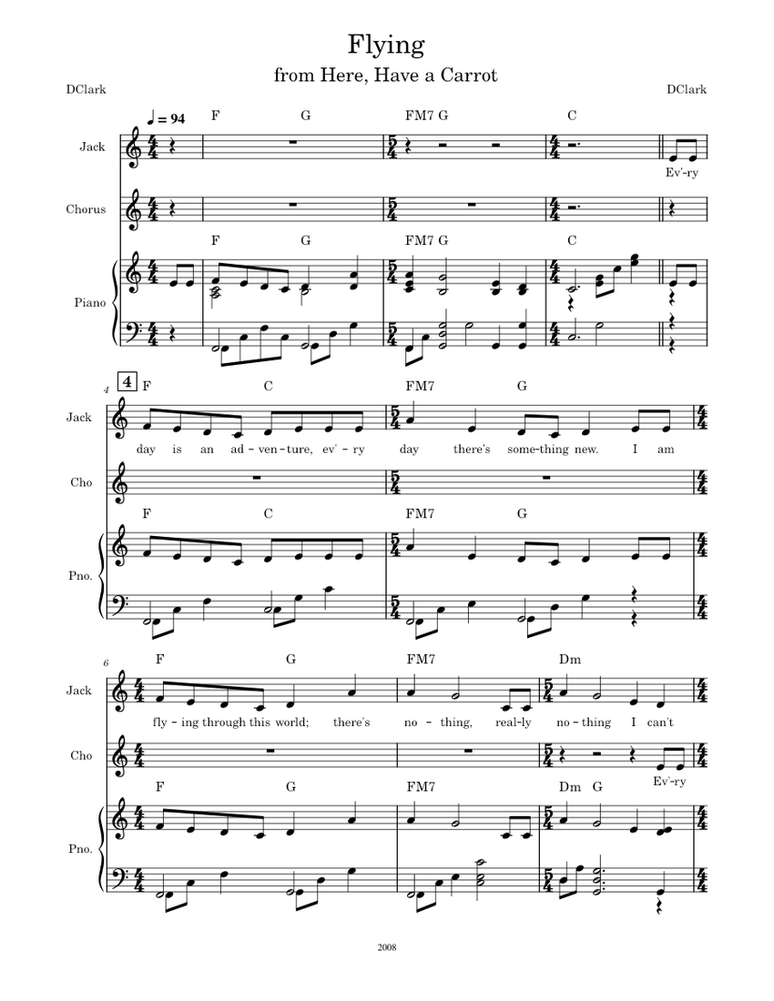Flying Sheet music for Piano, Vocals (Choral) | Musescore.com