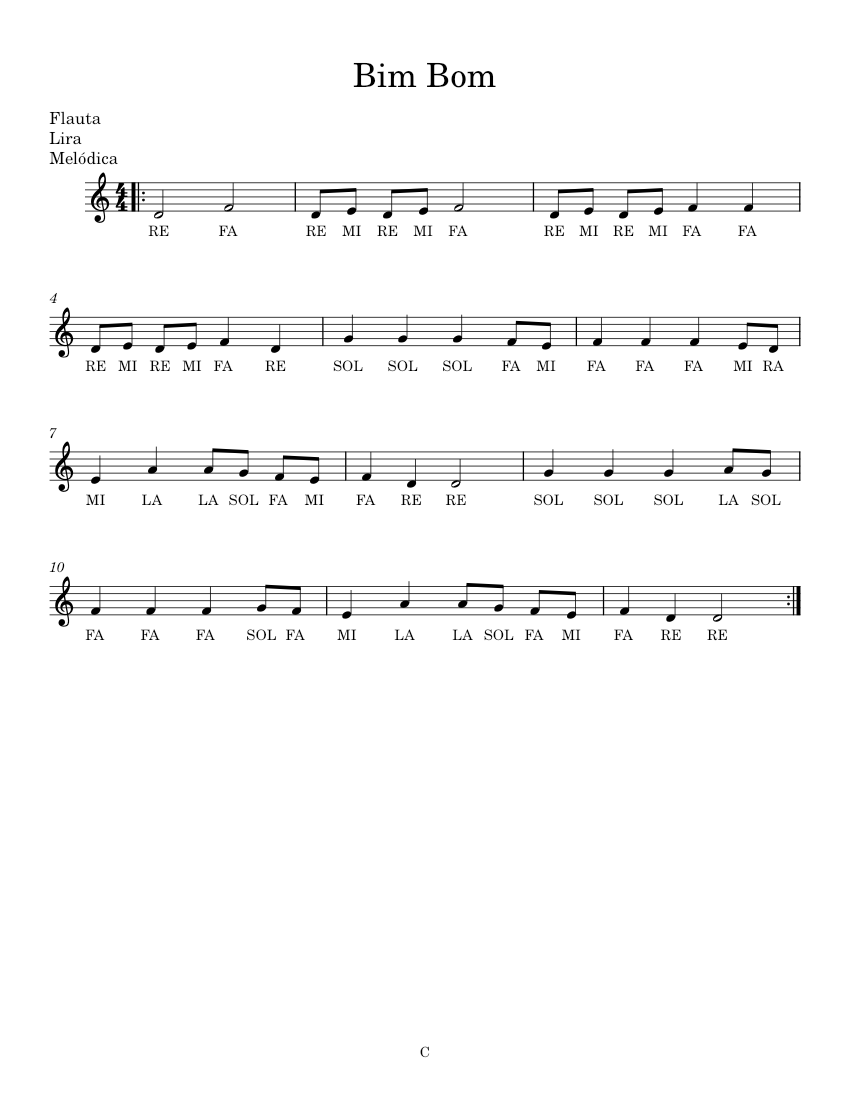 Bim Bom Sheet music for Piano (Solo) Easy | Musescore.com