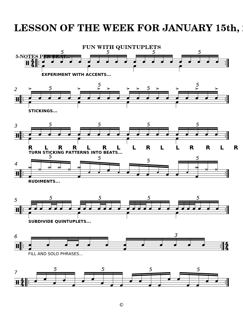 Quintuplets by GR Drumming Sheet music for Drum group (Solo ...