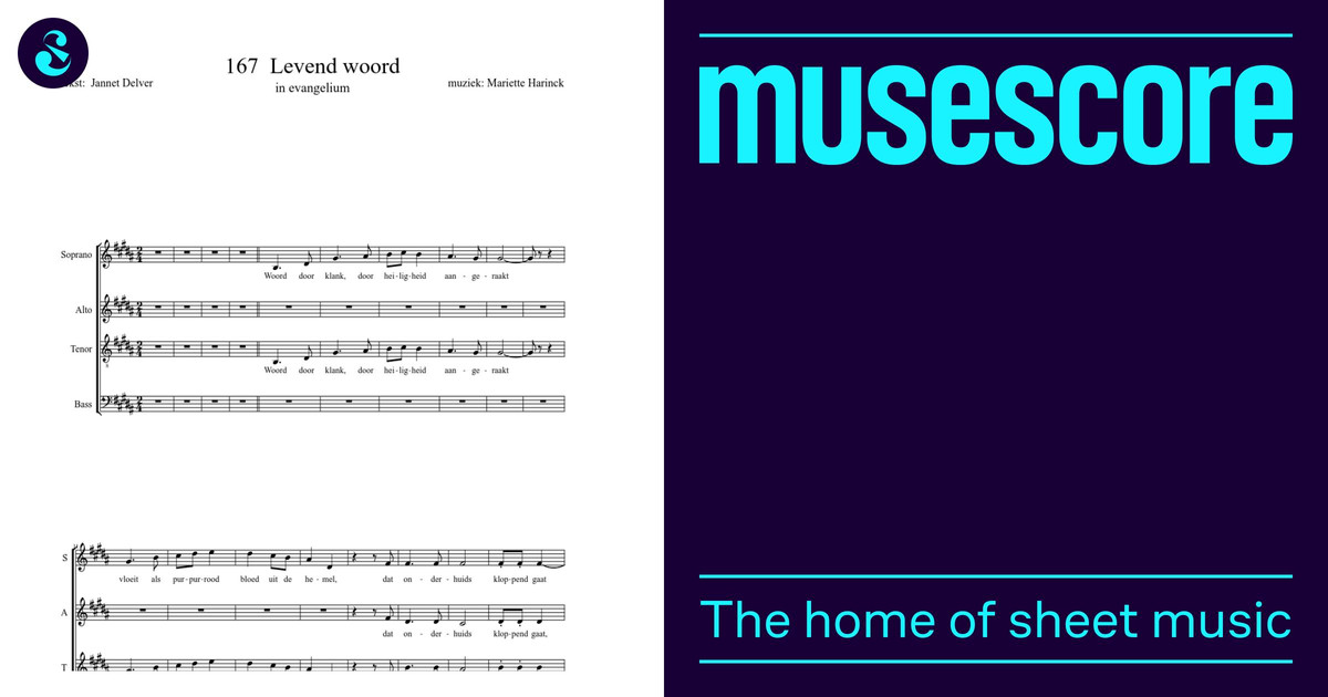 0167 Levend woord SATB Sheet music for Bass guitar (Solo) | Musescore.com
