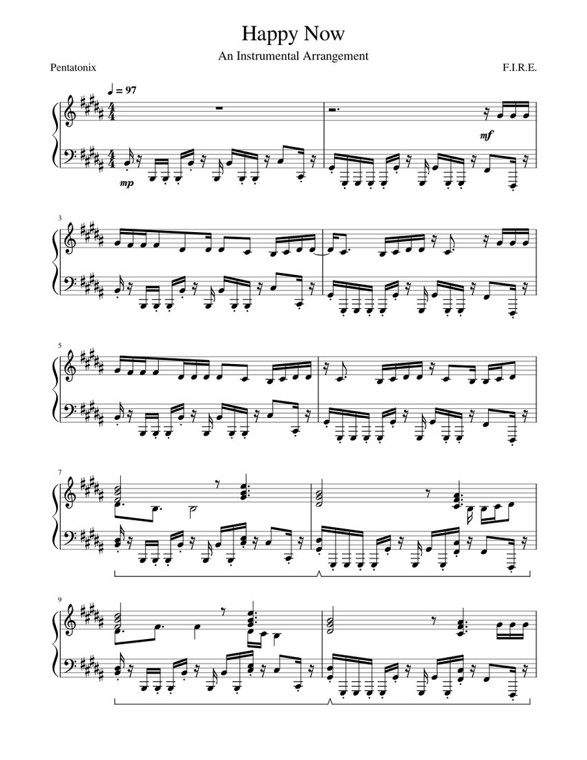 Pentatonix - Happy Now Sheet music for Piano (Solo) | Musescore.com