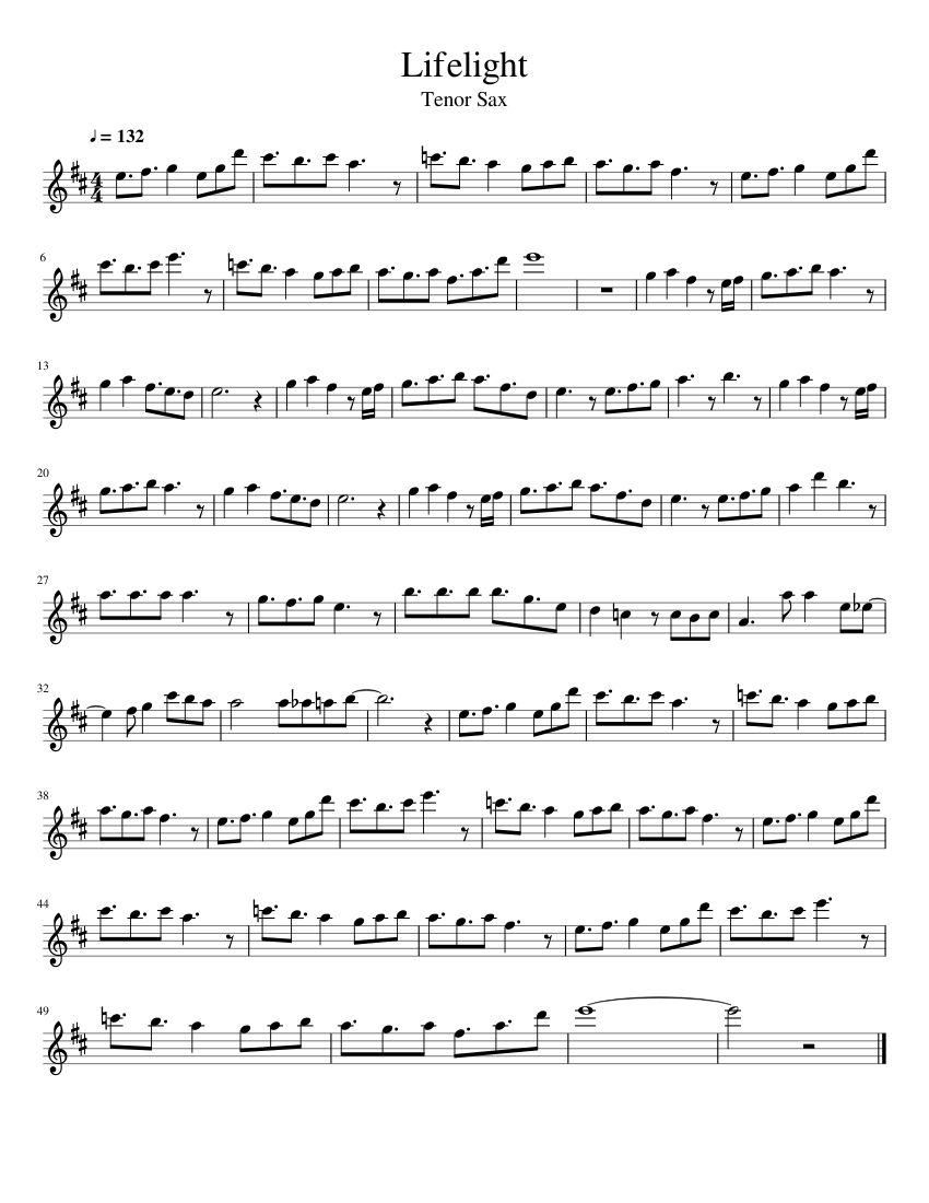 Lifelight (Tenor Sax/Bb Version) Sheet Music for Saxophone tenor (Solo ...