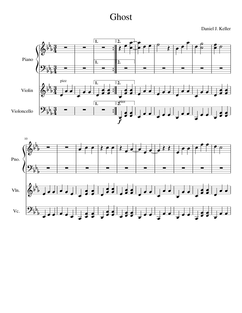 Ghost Sheet music for Piano, Violin, Cello (Piano Trio) | Musescore.com