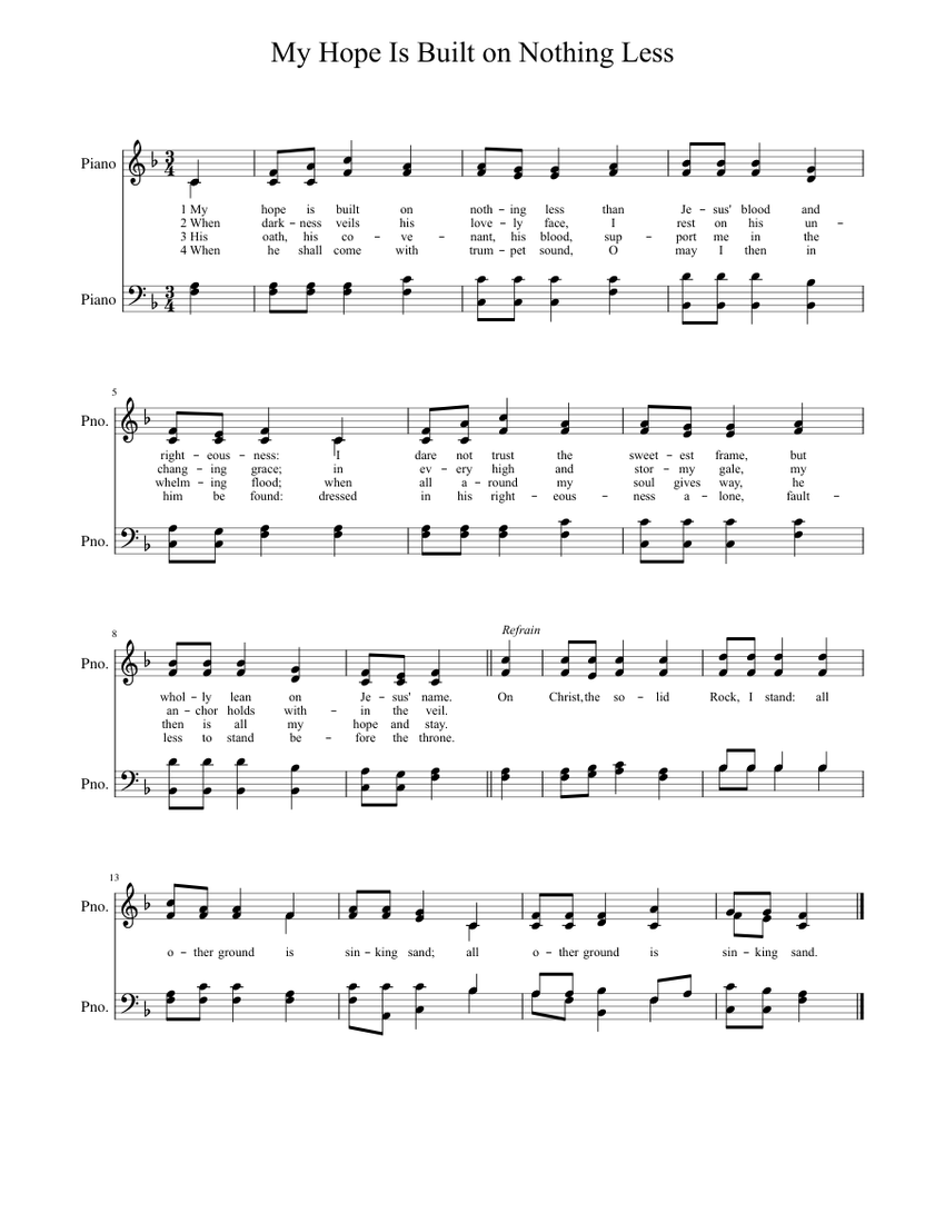 My Hope is Built on Nothing Less - Edward Mote Sheet music for Piano ...