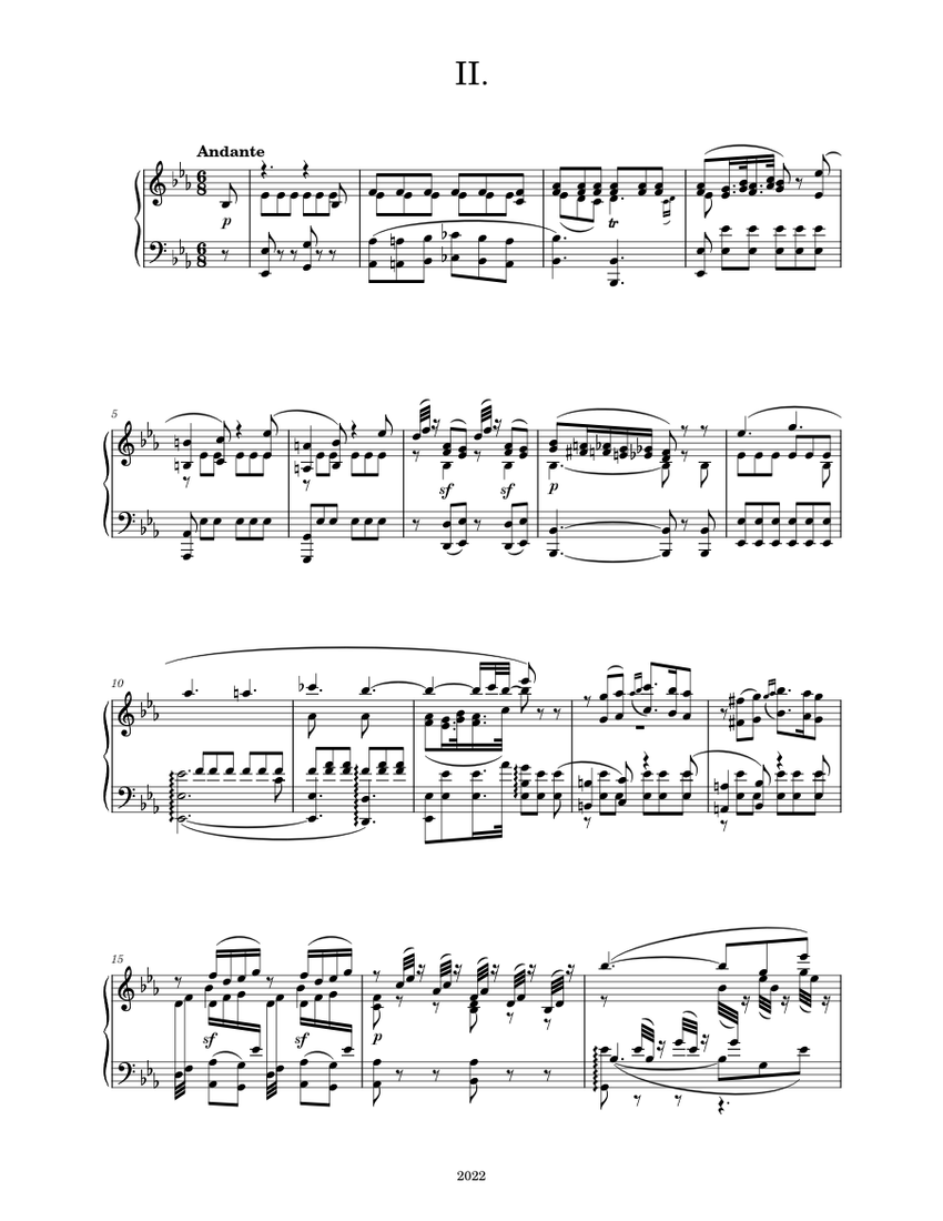 Mozart/Belt: Symphony No.40 in G minor, K.550 - II. Andante Sheet Music for Piano (Solo ...