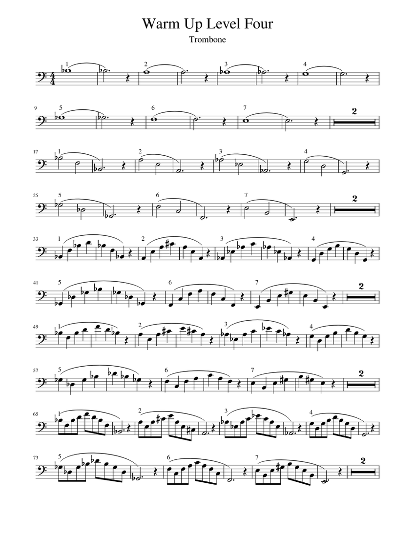 Trombone Warm Up Series - Level Four Sheet music for Trombone (Solo ...