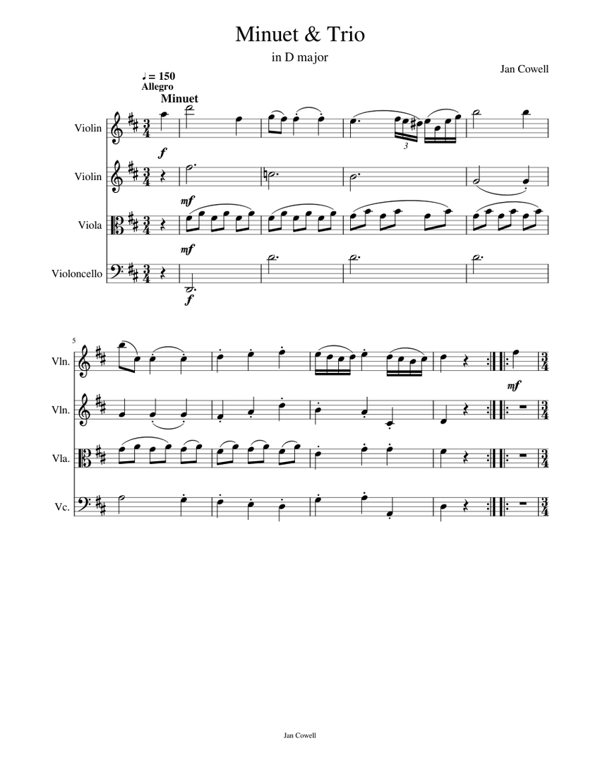 Minuet and Trio - A Level Coursework Sheet music for Violin, Viola ...