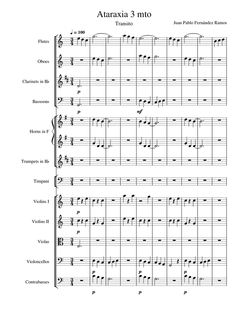 Ataraxia 3 mto Transito Sheet music for Flute, Oboe, Clarinet in b-flat ...