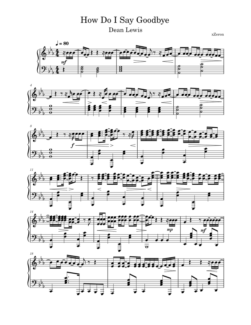 How Do I Say Goodbye - Dean Lewis Sheet music for Piano (Solo) | Musescore.com