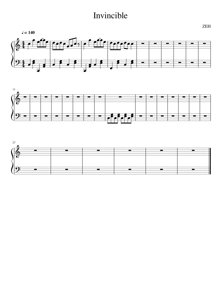Invincible Sheet music for Piano (Solo) | Musescore.com