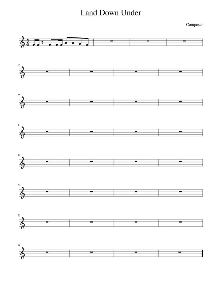 Land_Down_Under Sheet Music for Piano (Solo) Easy | MuseScore.com