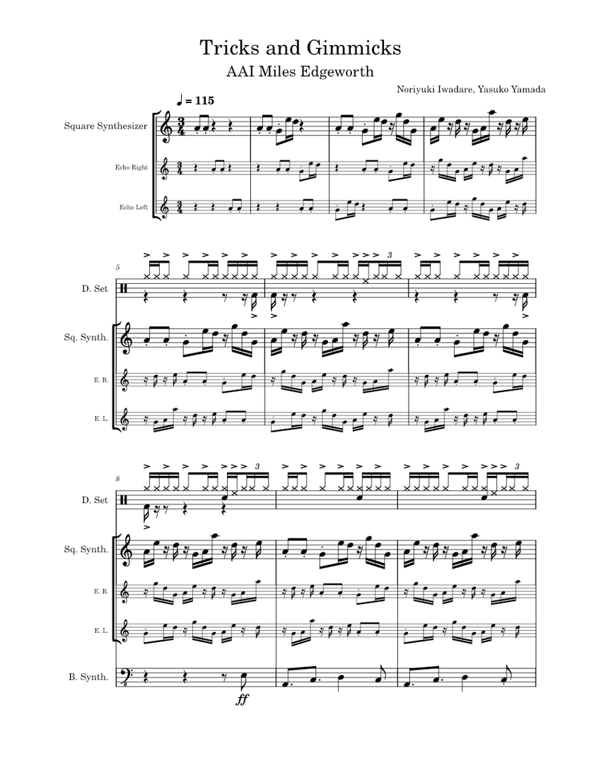 Tricks and Gimmicks - Ace Attroney Investigations Sheet Music for Piano ...