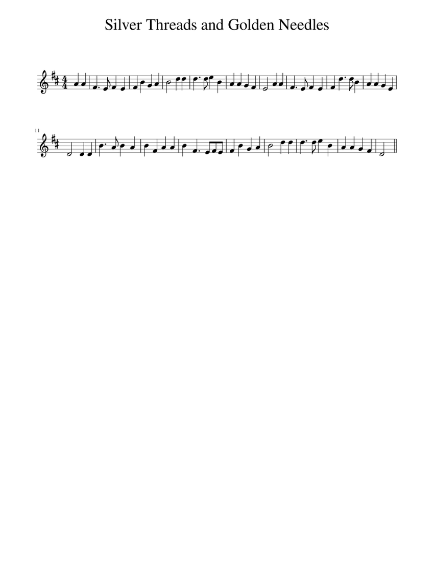 Silver Threads and Golden Needles Sheet music for Piano (Solo) Easy ...