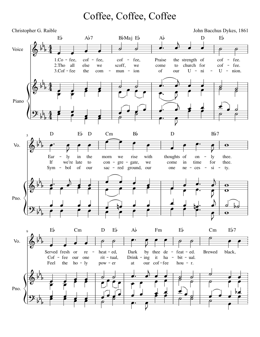 Coffee Coffee Coffee Sheet music for Piano, Voice (other) (Piano-Voice ...