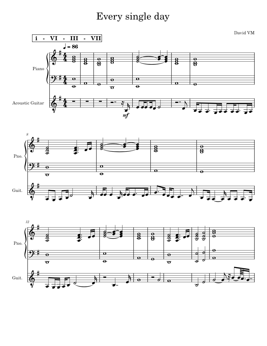 Every single day Sheet music for Piano, Cello, Guitar (Mixed Trio ...