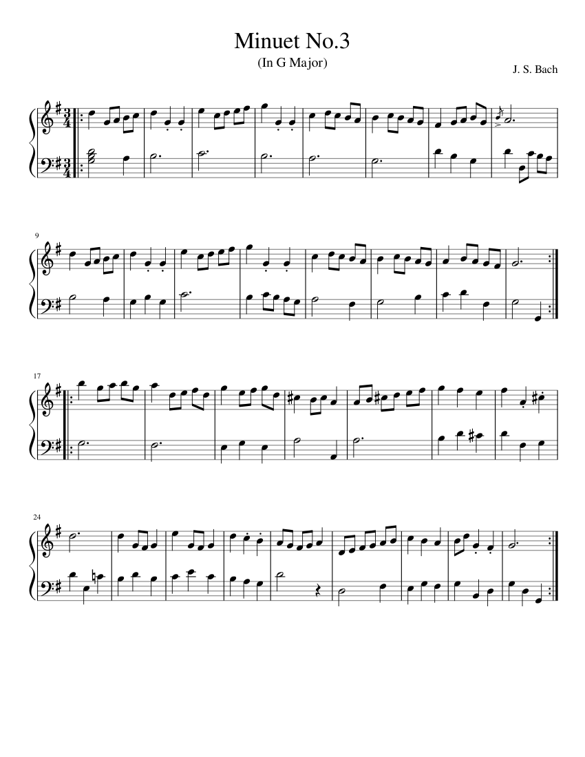 Minuet No. 3 Sheet Music for Piano (Solo) Easy | MuseScore.com