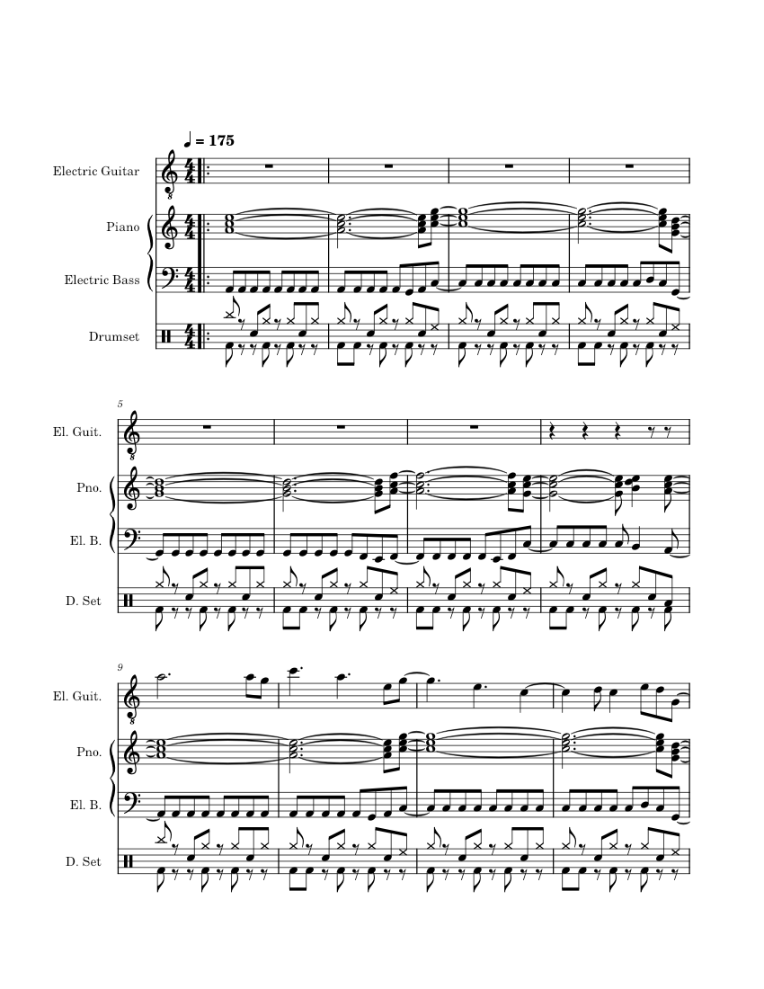 Into The Night Sheet music for Piano, Guitar, Bass guitar, Drum group ...