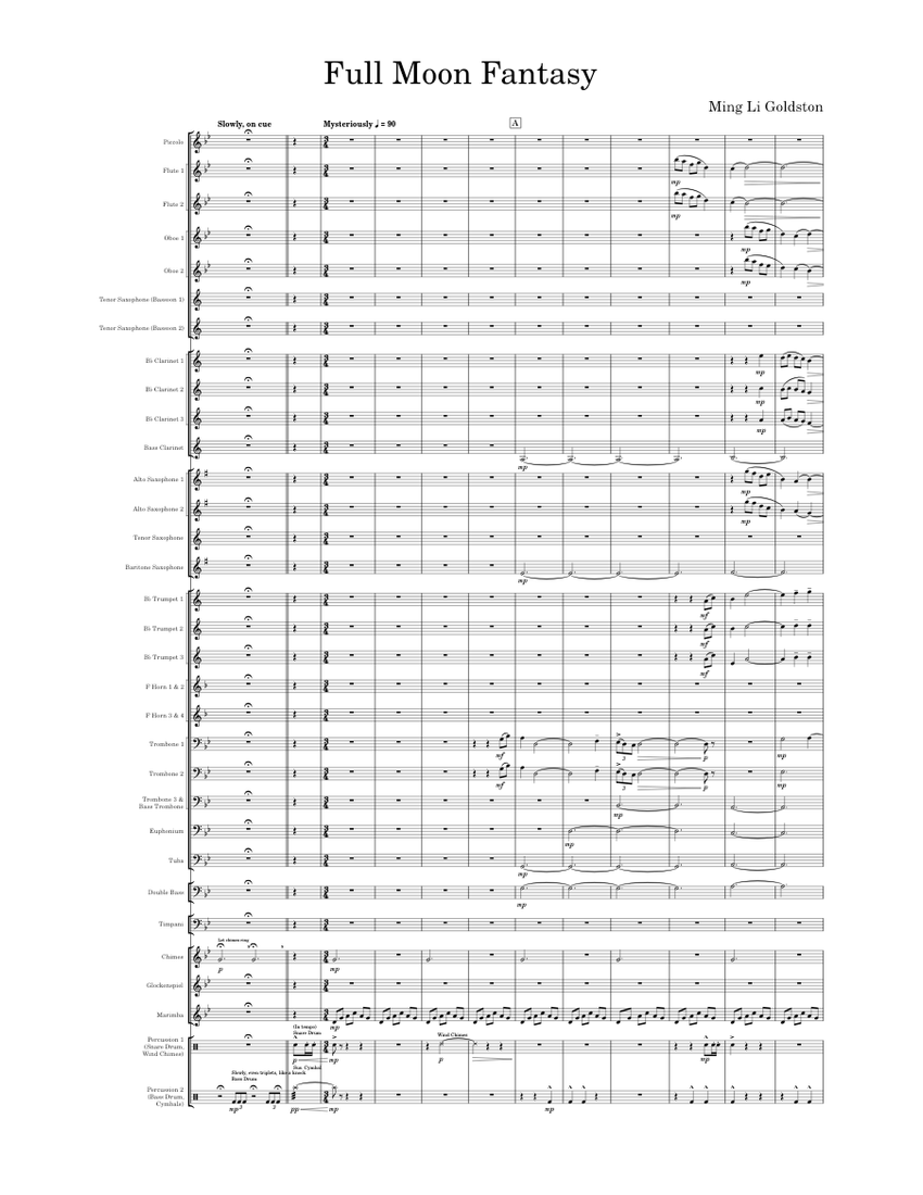 Full Moon Fantasy Sheet Music for Trombone, Euphonium, Tuba, Flute ...