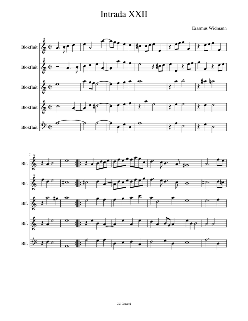 Intrada XXII Sheet music for Recorder (Mixed Quintet) | Musescore.com
