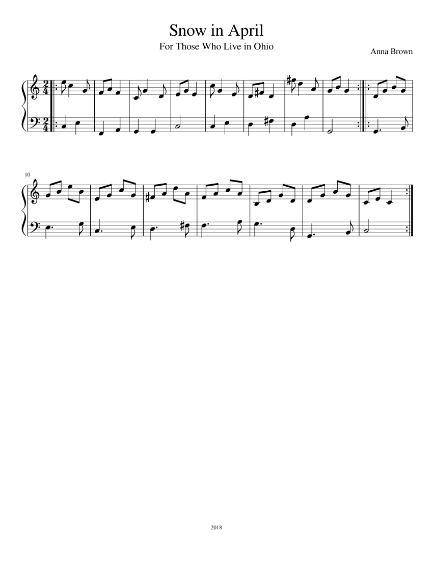 Snow in April Sheet music for Piano (Solo) | Musescore.com