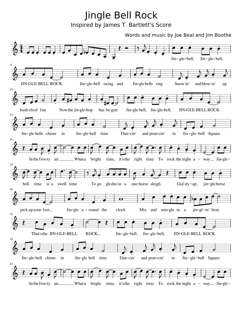 Jingle Bell Rock – Bobby Helms Jingle Bell Rock for Solo Bb Clarinet ...