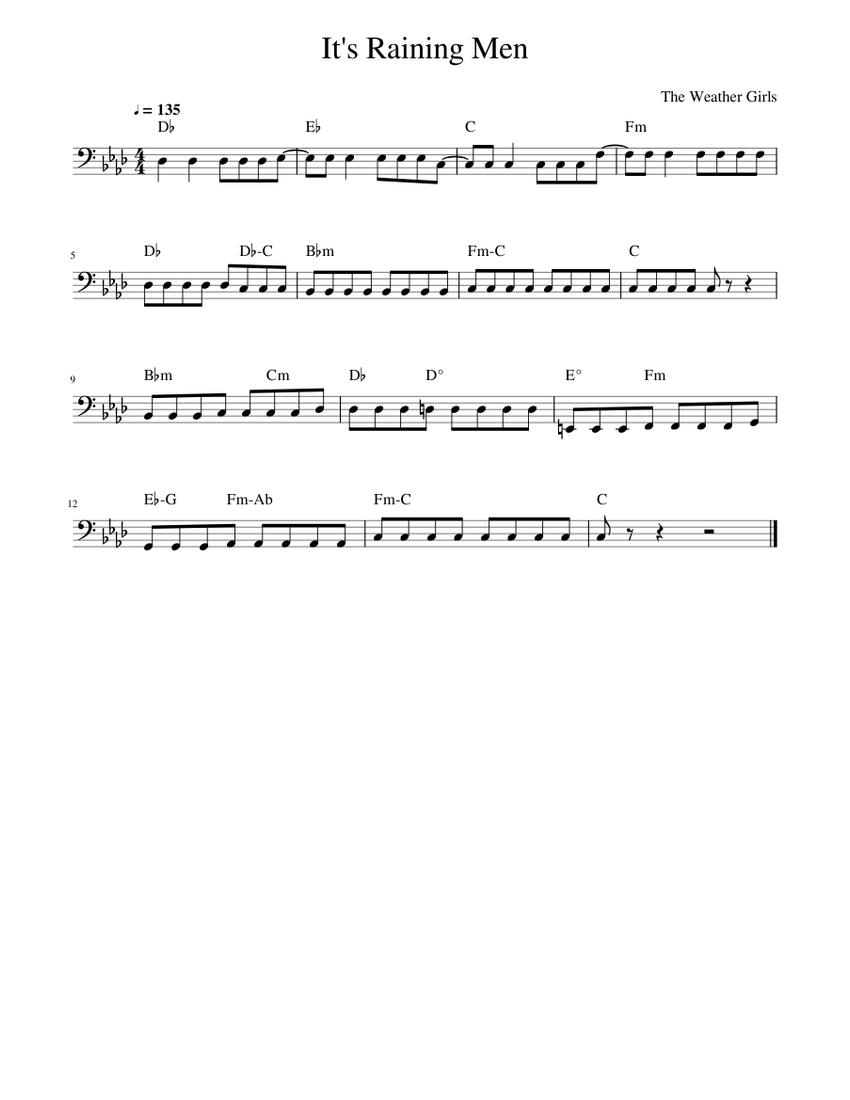 It's_Raining_Men Sheet music for Bass guitar (Solo) | Musescore.com