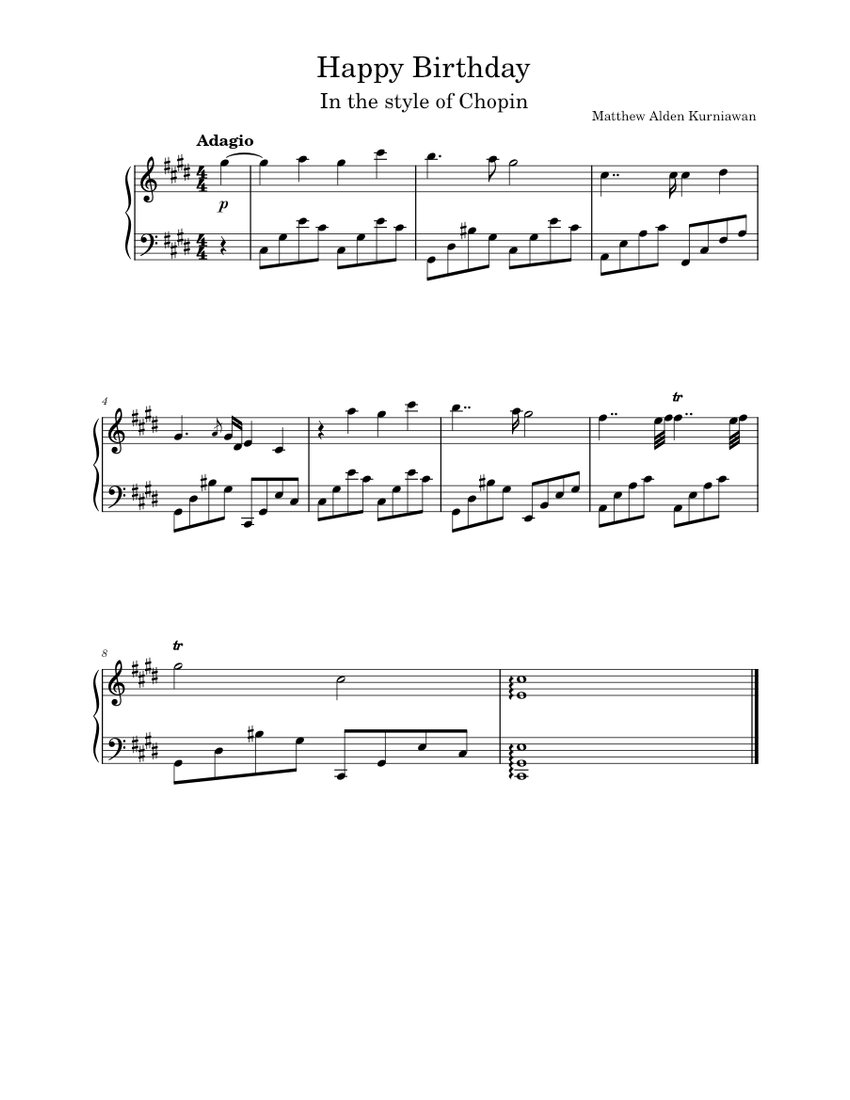 Happy_Birthday (Chopin) Sheet Music for Piano (Solo) Easy | MuseScore.com