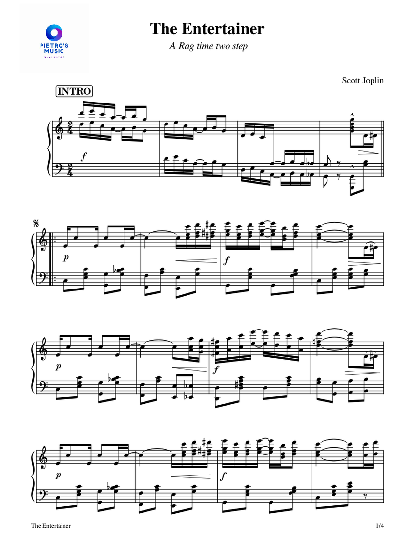 The Entertainer – Scott Joplin The Entertainer - Scott Joplin - 1902 ...