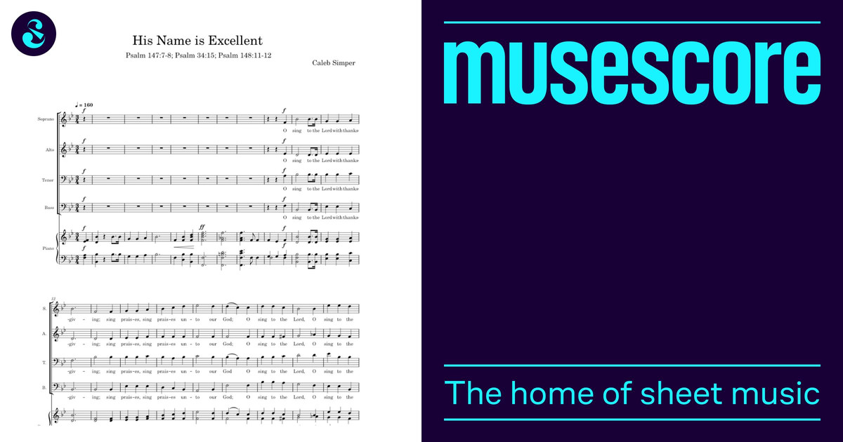 His Name is Excellent - Caleb Simper Sheet Music for Piano, Bass guitar ...
