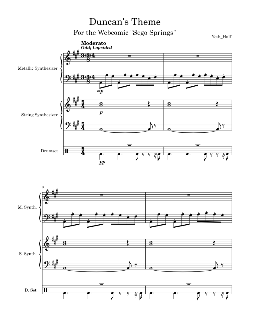 Duncan's Theme Sheet Music for Drum group, Strings group, Synthesizer ...