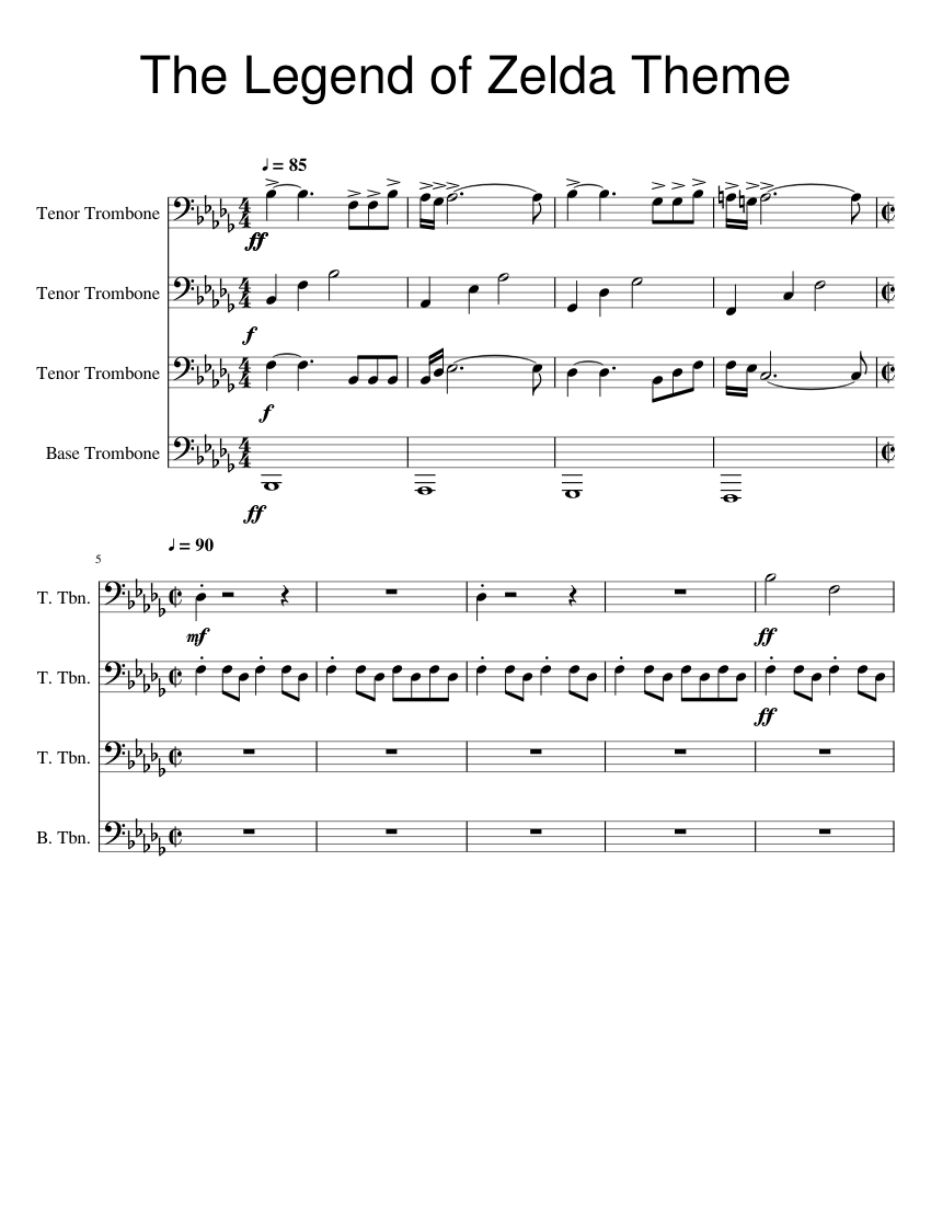 The Legend of Zelda Theme Trombone quartet Sheet music for Tuba ...