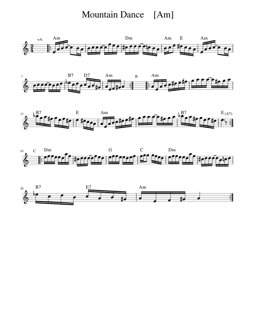 Mountain Dance - piano tutorial