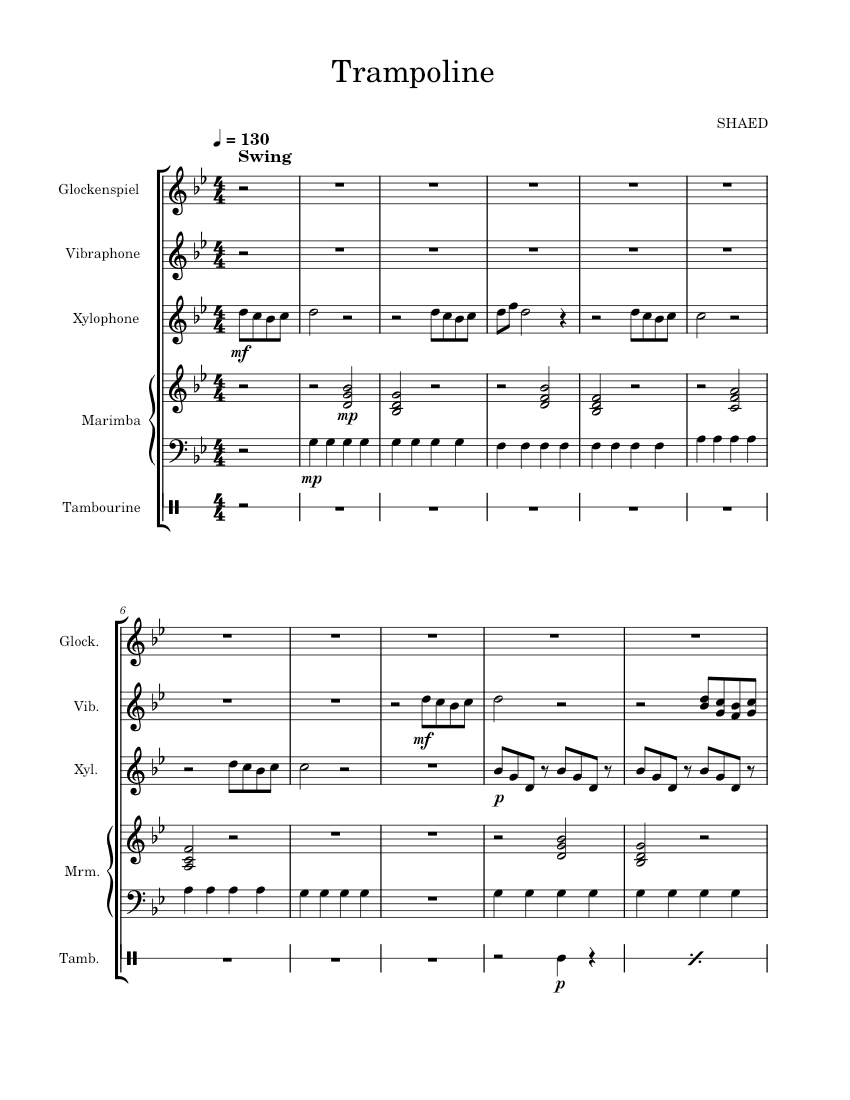 Trampoline Sheet music for Tambourine, Vibraphone, Glockenspiel ...
