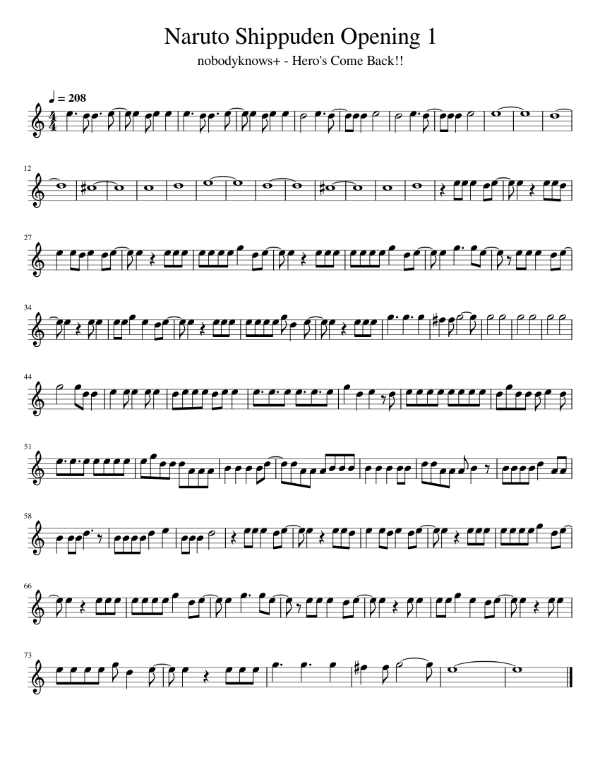 Naruto Shippuden Opening 1 Sheet music for Flute (Solo) | Musescore.com
