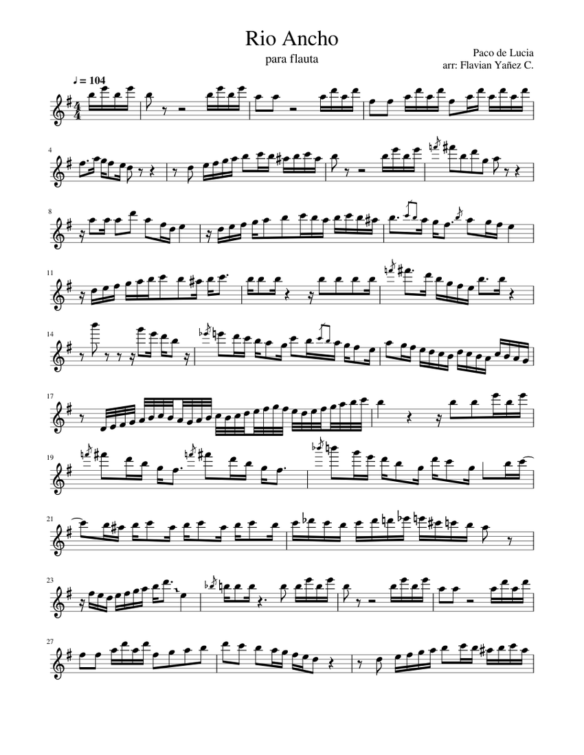 Rio Ancho Sheet Music for Flute (Solo) | MuseScore.com