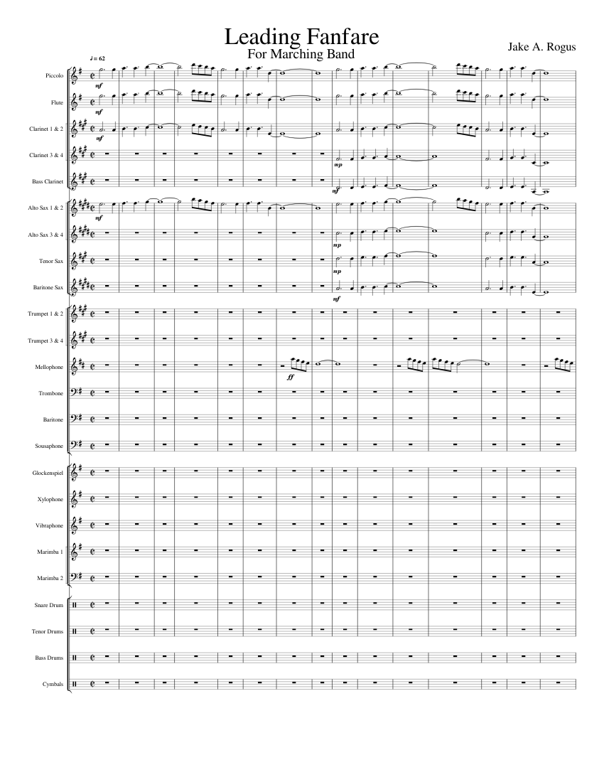 Leading Fanfare Sheet music for Trombone, Tuba, Flute piccolo, Flute ...