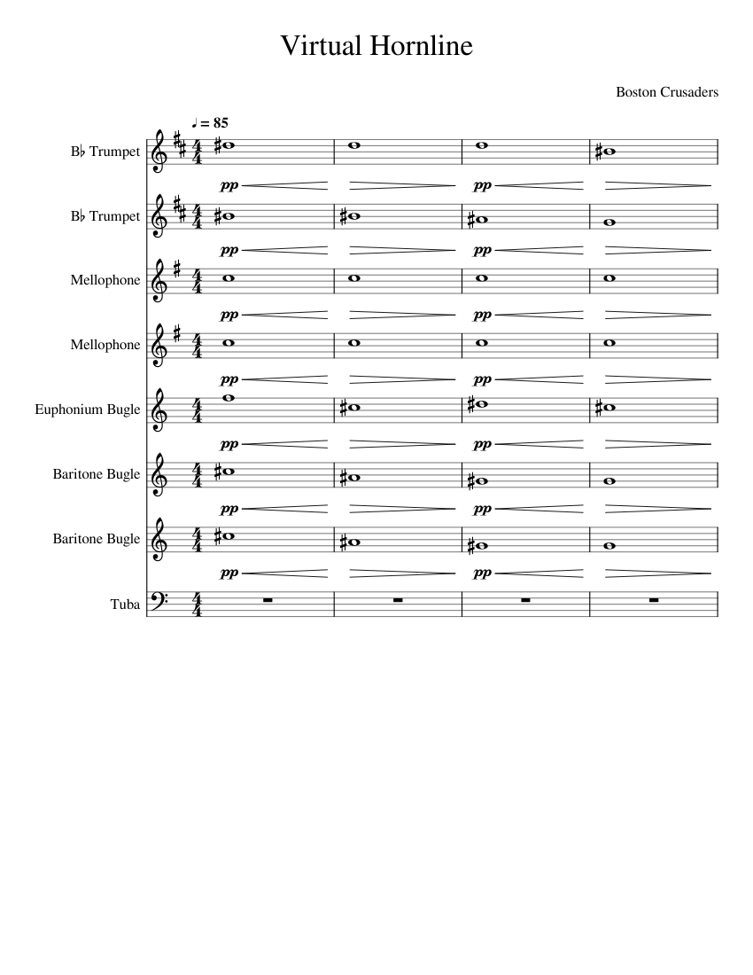 Virtual Hornline Sheet music for Tuba, Mellophone, Trumpet in b-flat ...