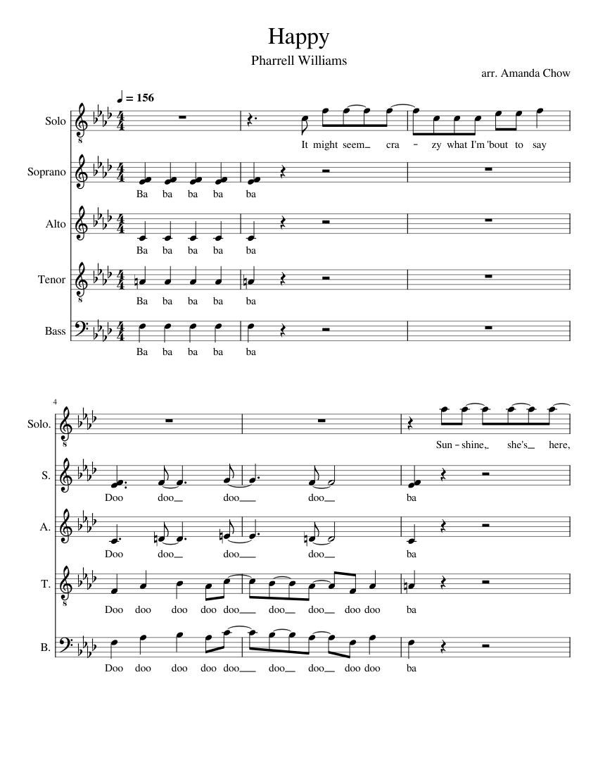 Happy – Amanda Happy fixed! Sheet music for Vocals (Choral) | Musescore.com