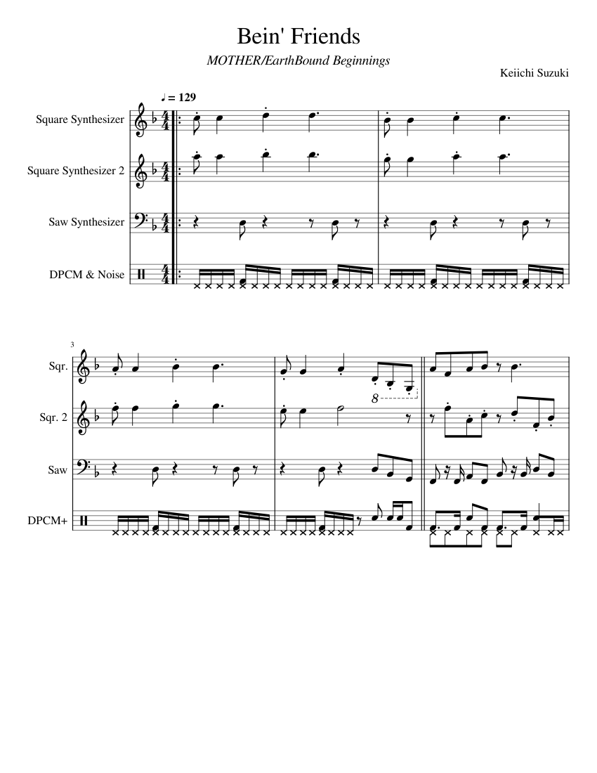 Bein' Friends - MOTHER/EarthBound Beginnings Sheet music for Drum group ...