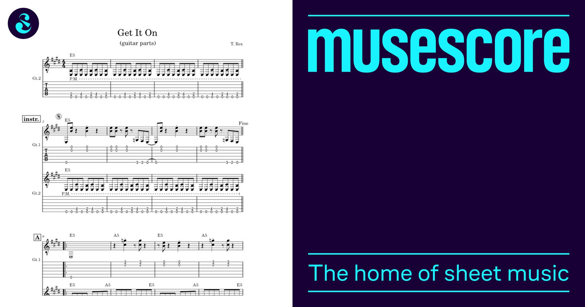 Bang A Gong (Get It On) – T. Rex Sheet Music and Tab with Chords for ...